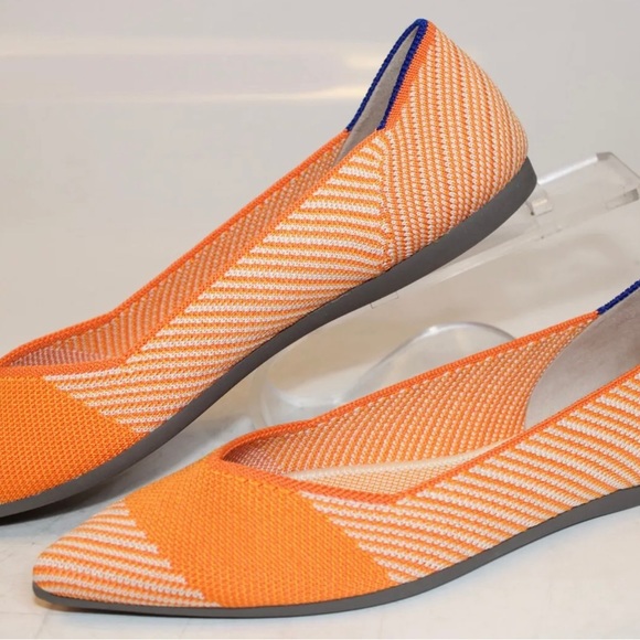Rothy's | Shoes | Rothys The Point Orange Stripe Textile Ballet Flats ...